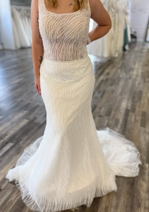 Beaded Square Neck Wedding Dress | Ali Nicole